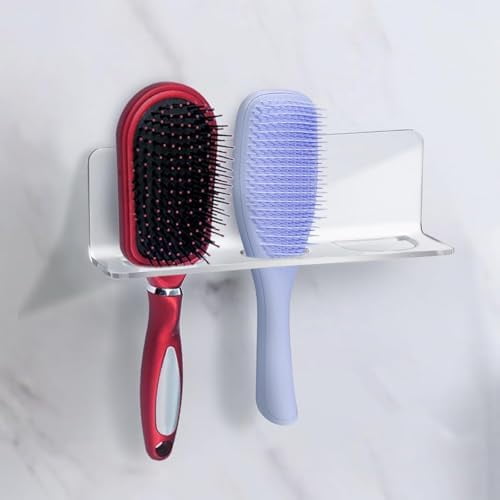 Acrylic Hair Brush Holder for Bathroom, Adhesive Hair Tool Oragnizer ...