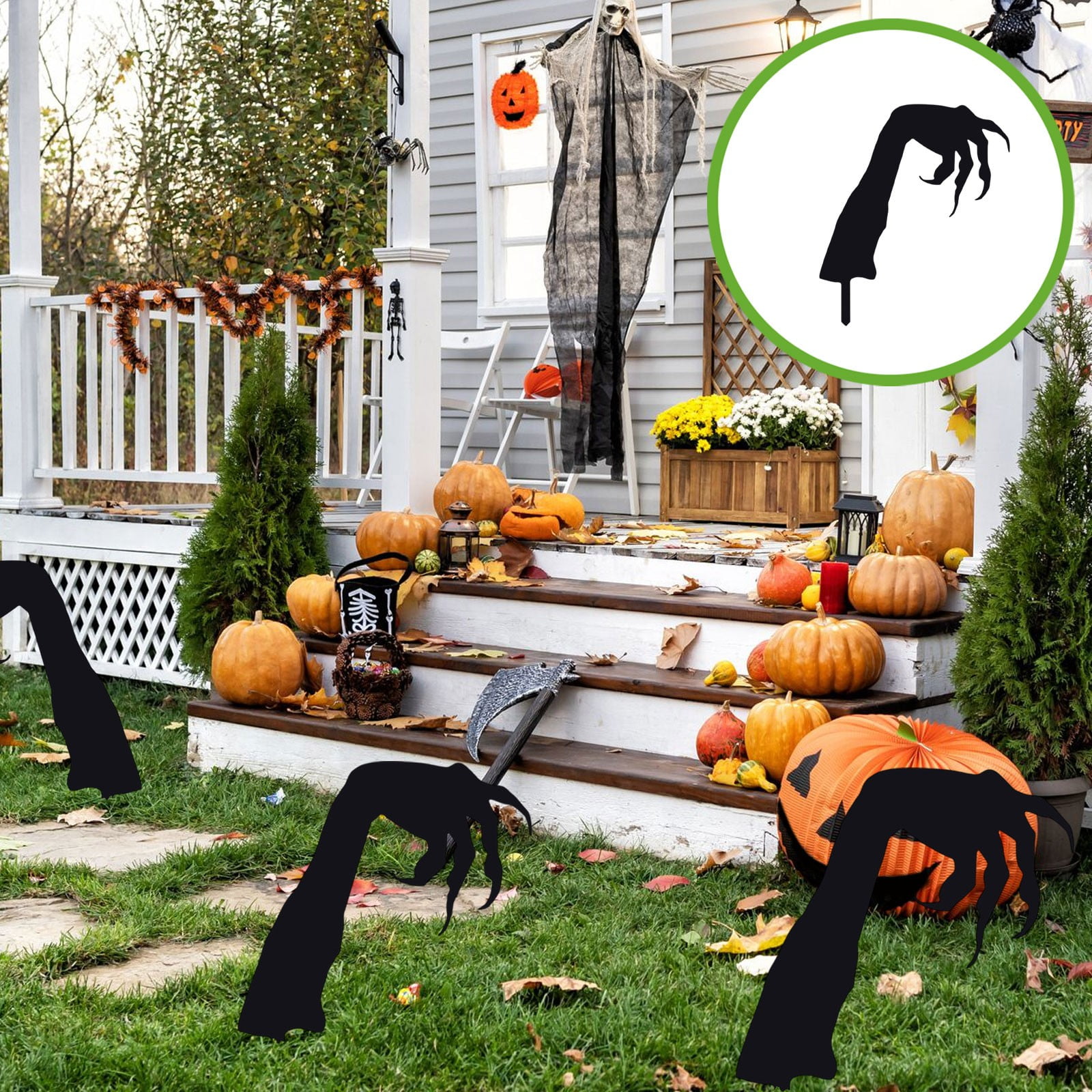 Acrylic Halloween Decor Outdoor Spooky Hand Stake Graveyard Skeleton ...