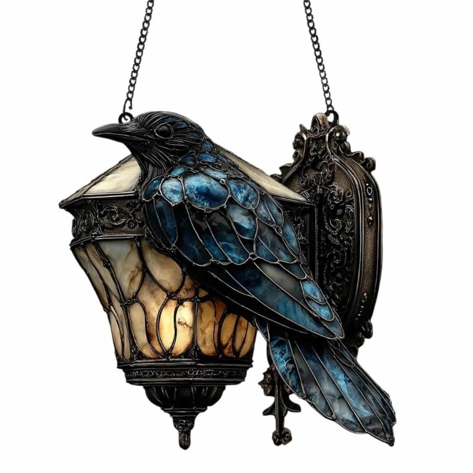 Acrylic Halloween Raven Light Vintage LED Night Lamp Raven Hanging Lamp ...