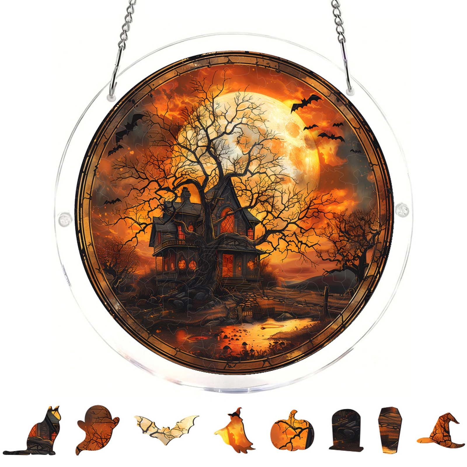 Acrylic Halloween Sun Catcher, 7.4in Halloween Suncatcher Acrylic ...