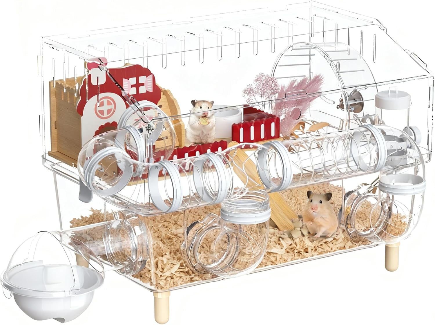 Acrylic Hamster Cage Chewproof 8 In 1 Hamster House 2 Layer With