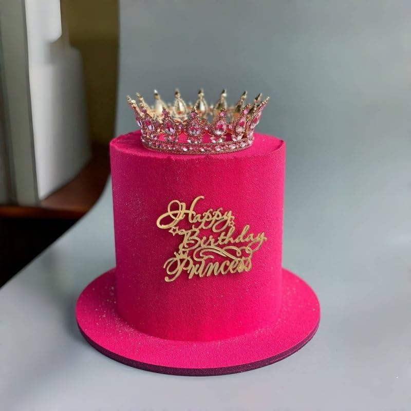 Acrylic Happy Birthday CORNET Princess Cake Topper Queen Cupcake Golden ...