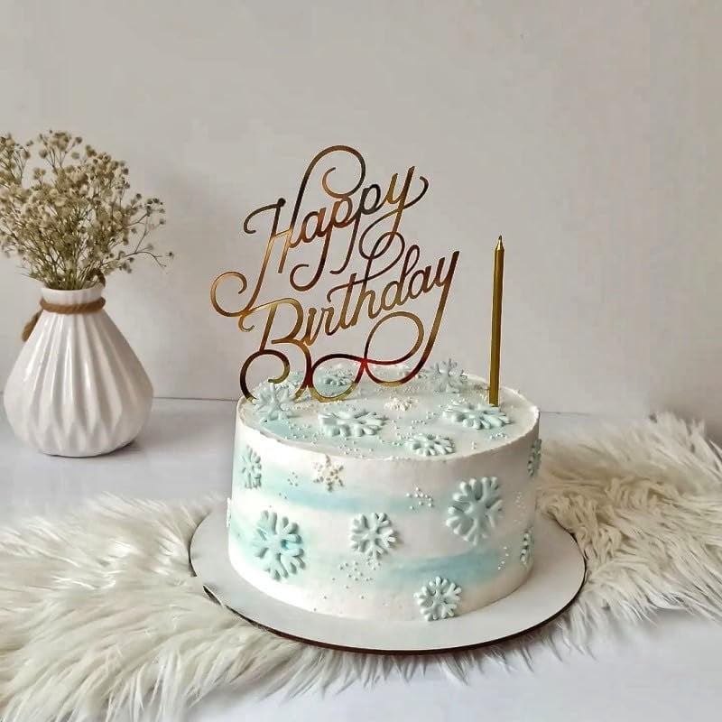 Acrylic Happy Birthday Cake Topper - Cursive Party Decoration for Man ...