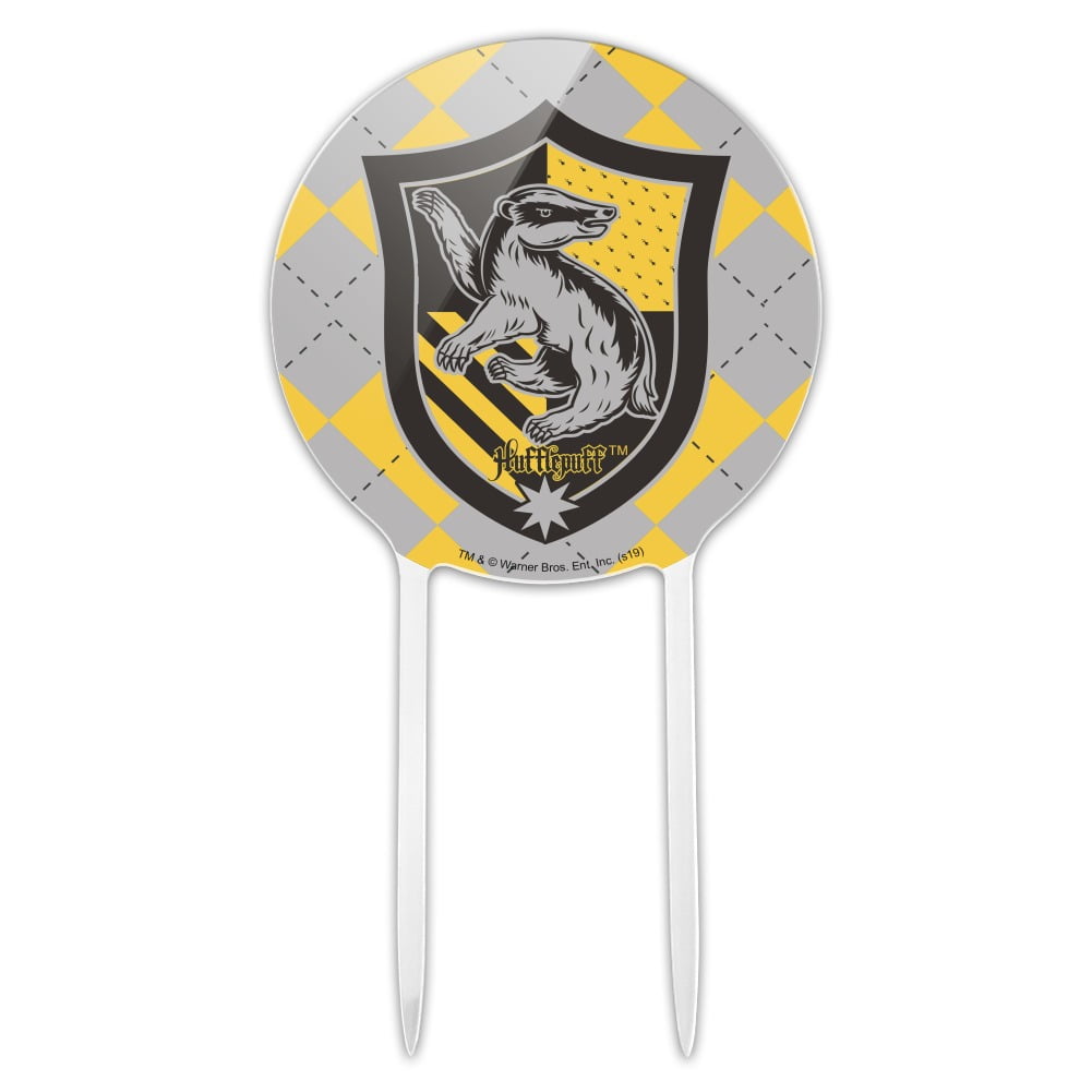 Acrylic Harry Potter Hufflepuff Plaid Sigil Cake Topper Party ...