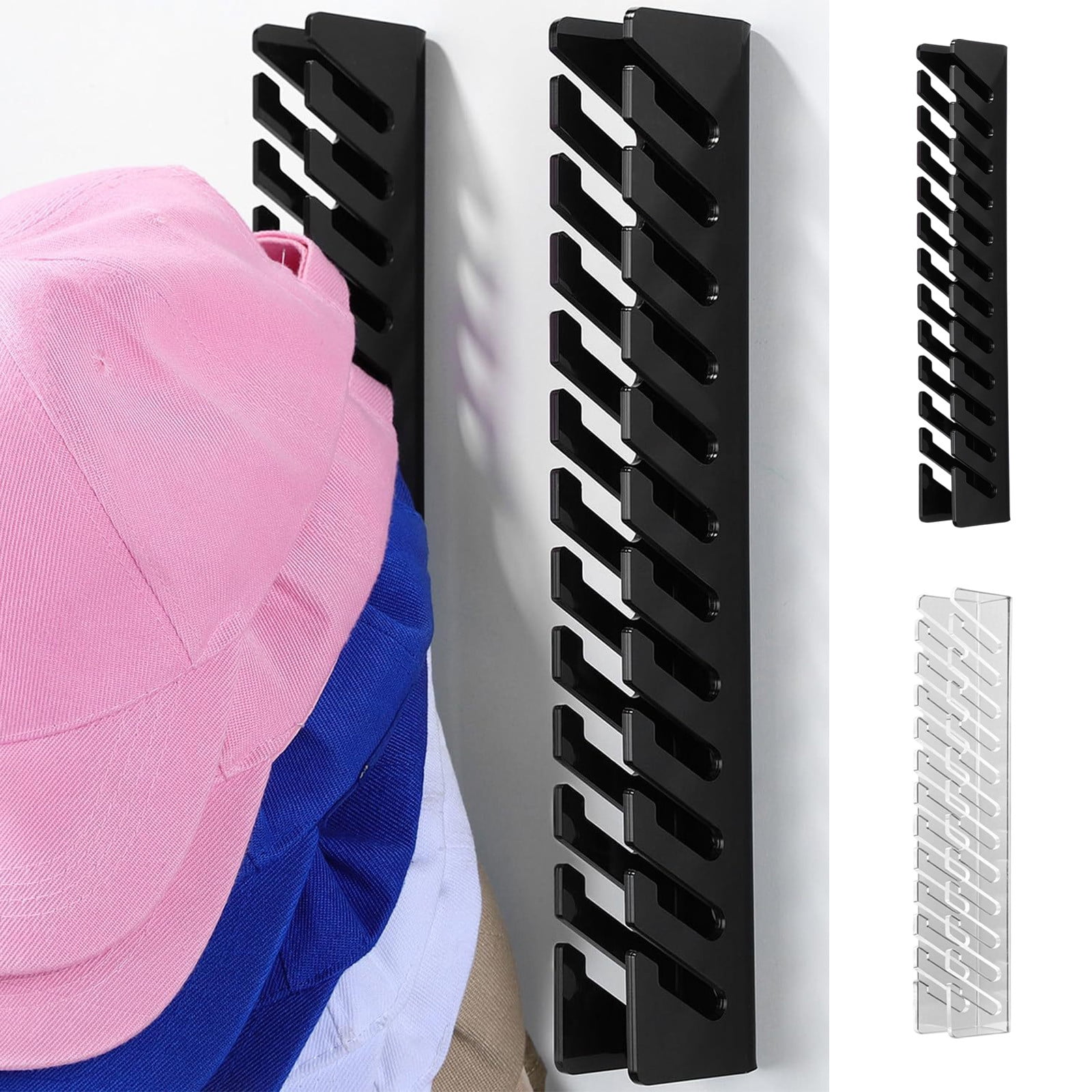 Acrylic Hat Hooks No Drill Baseball Cap Organizer Transparent Power ...