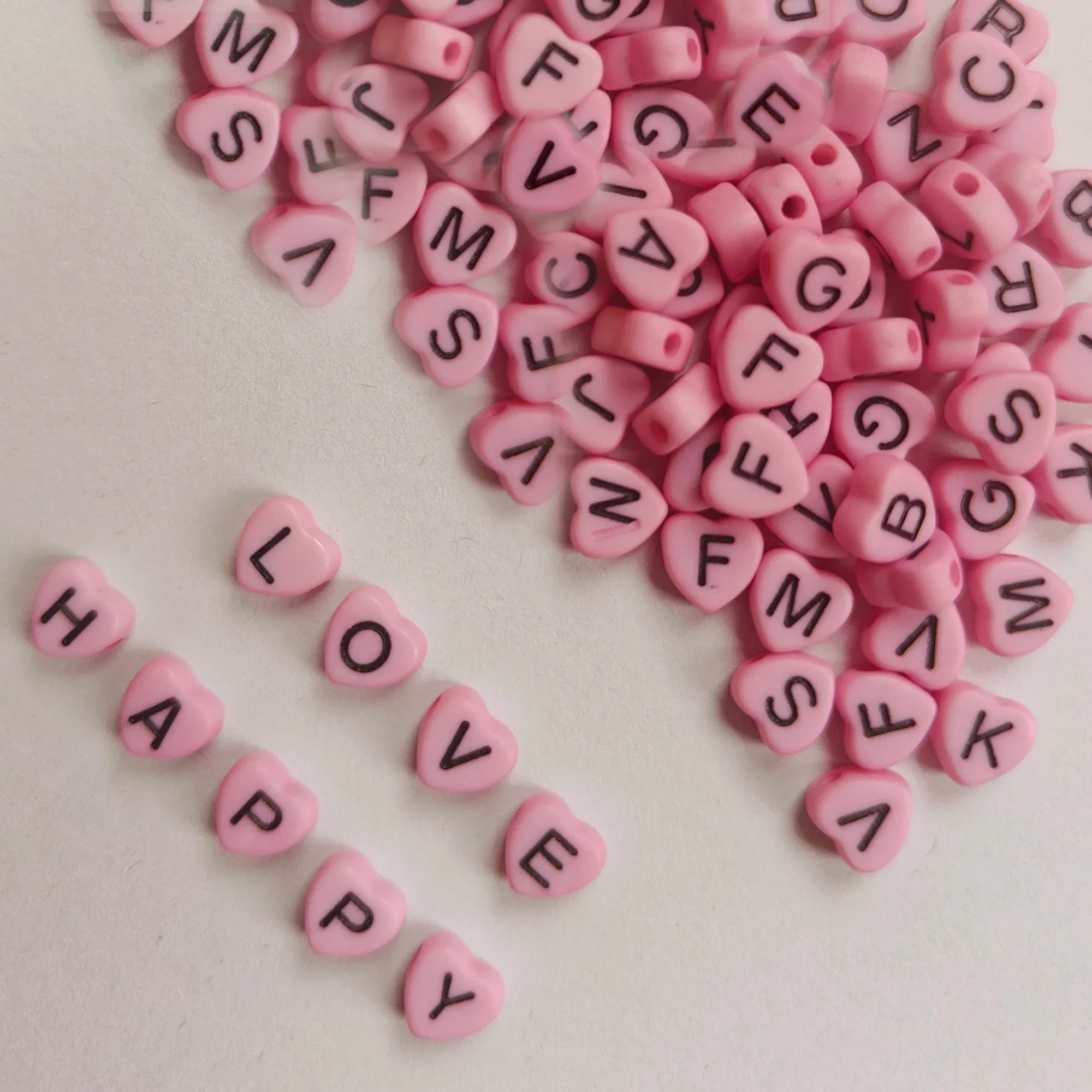 Acrylic Heart Charms for DIY Jewelry Open Letter Spacers 100/200/300 ...