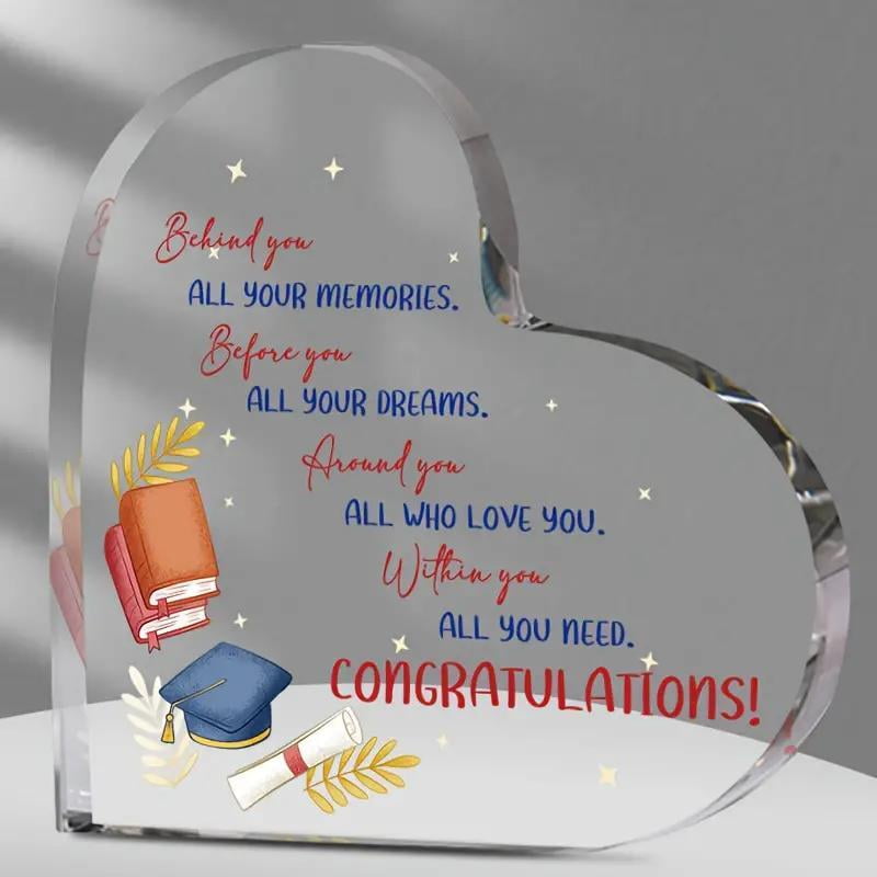 Acrylic Heart Decorative Plaque 3.9X3.9 Inch Congratulations Diploma ...