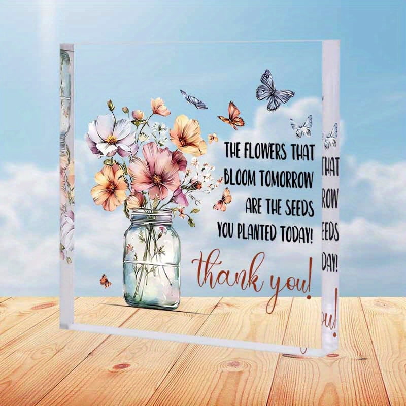 Acrylic Heart Decorative Plaque 3.9X3.9 Inch Stylish Floral Butterflies ...