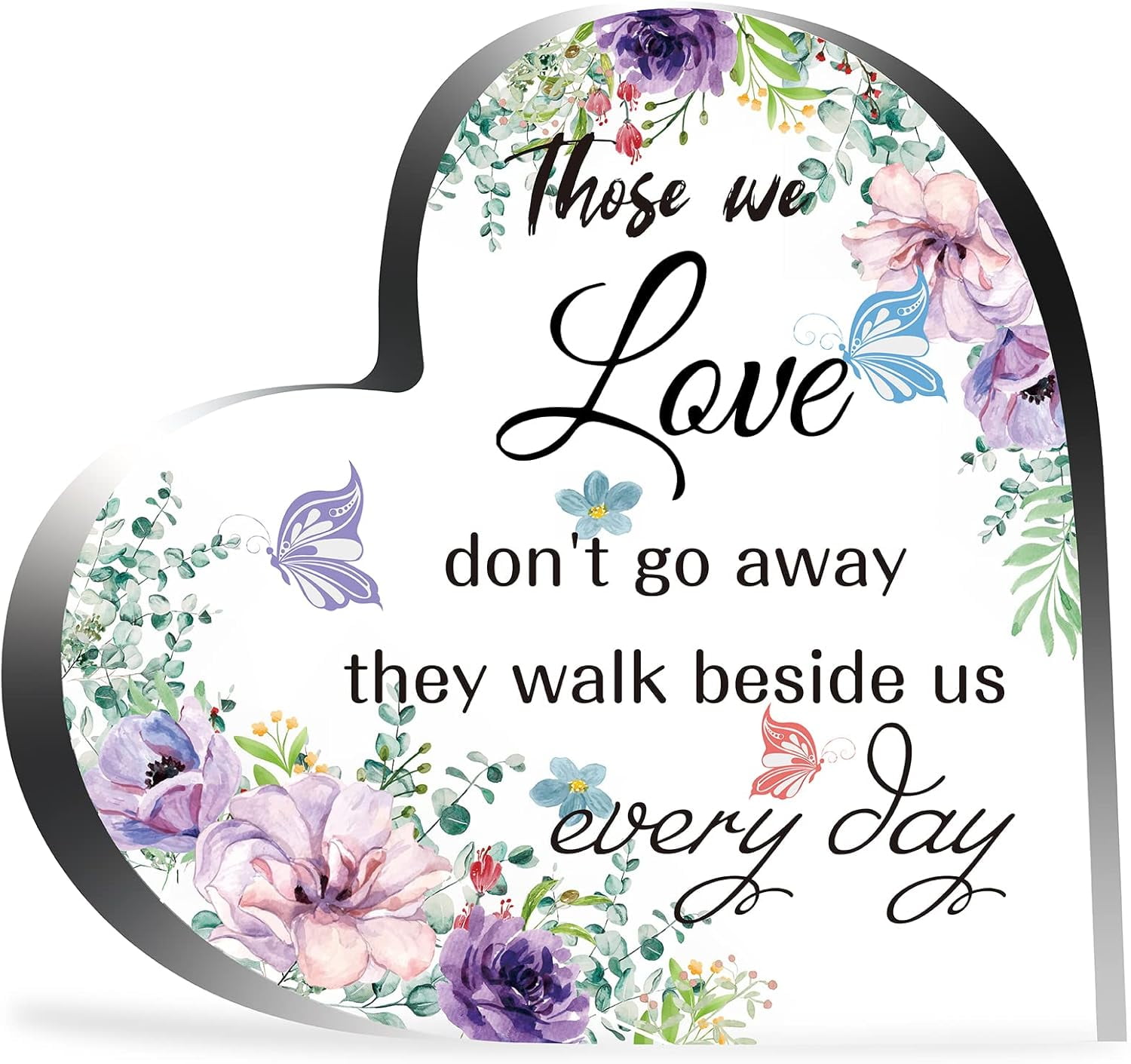 Acrylic Heart Flowers Butterfly Memorial Gift Sympathy Bereavement ...