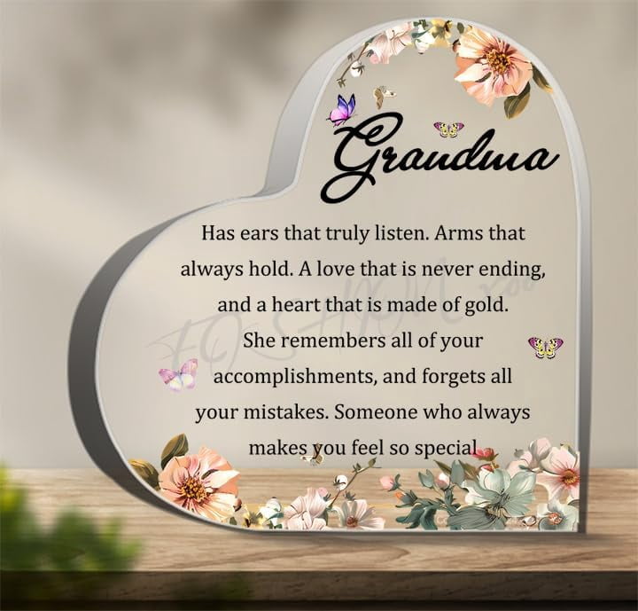Acrylic Heart Keepsake Grandma Has Ears That Truly Listen Arms That ...