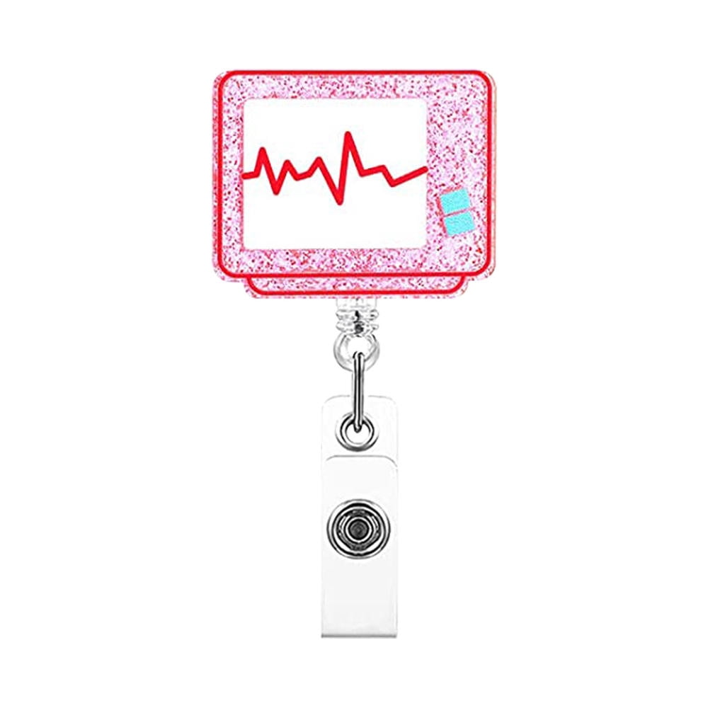 Acrylic Heart Mask Syringe Medical Retractable ID Badge Holder Medical ...