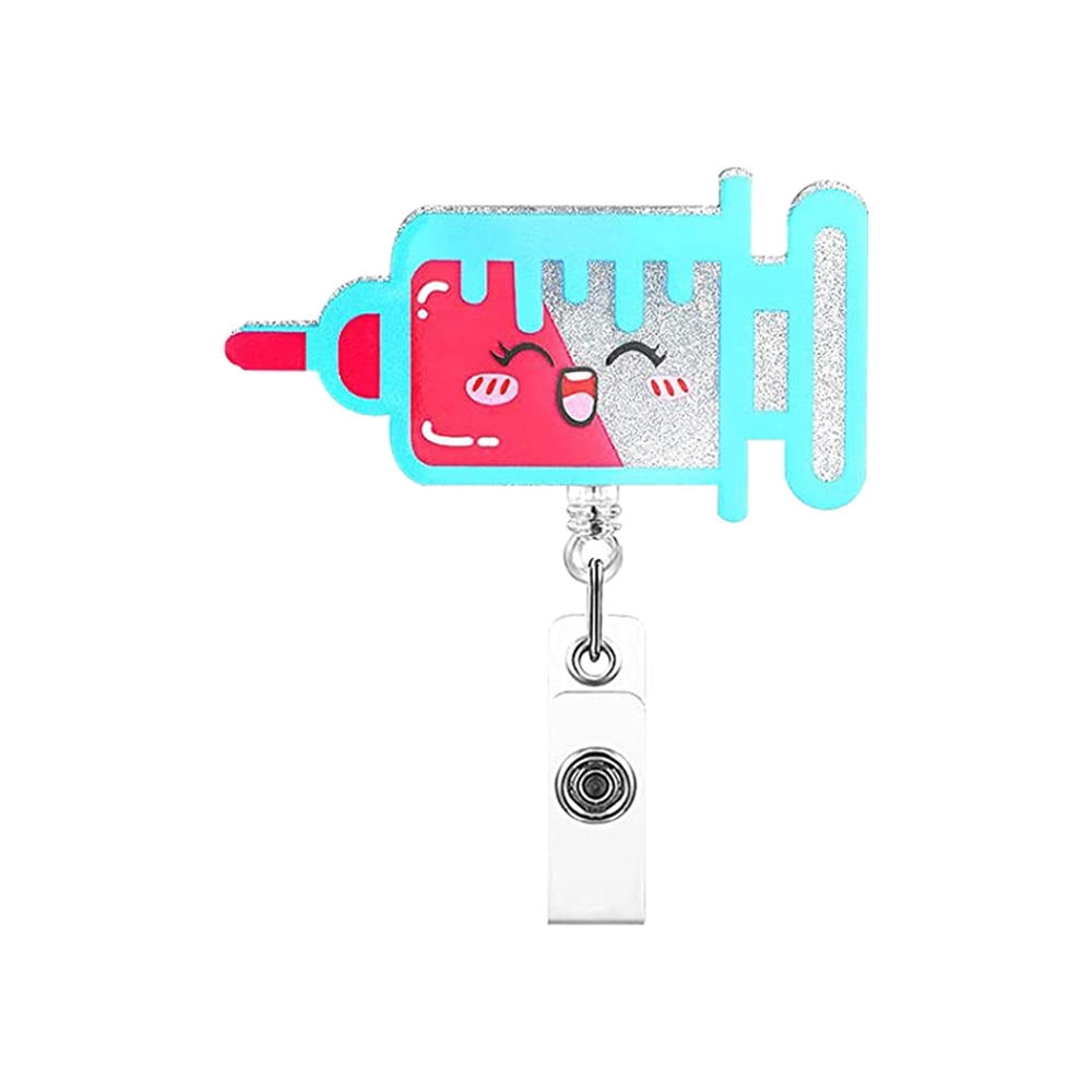 Acrylic Heart Mask Syringe Medical Retractable ID Badge Holder Medical ...