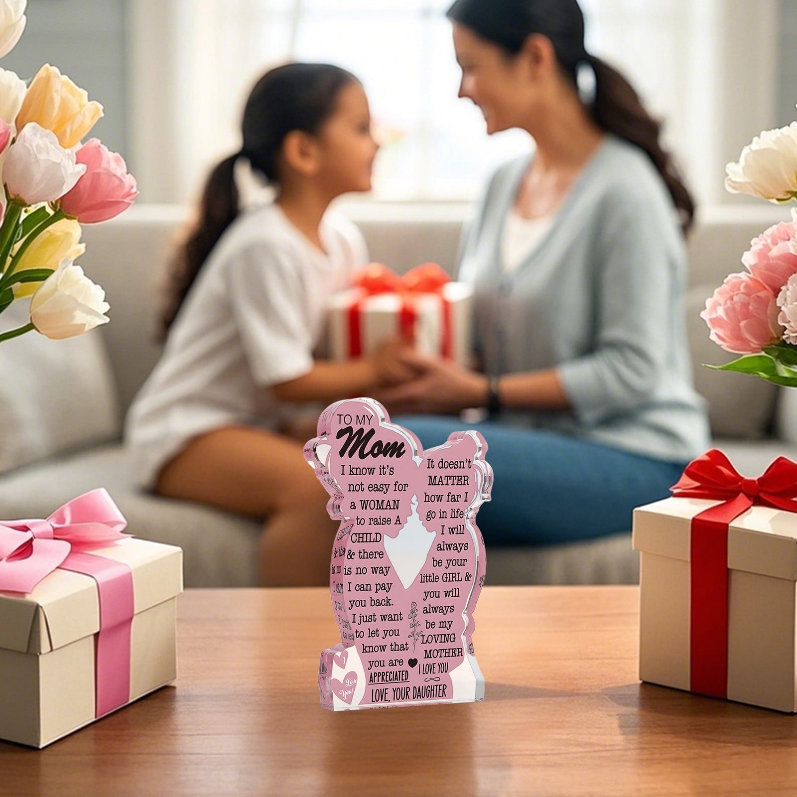 Acrylic Heart Ornament with Preserved Rose | LED Light Gift Box ...