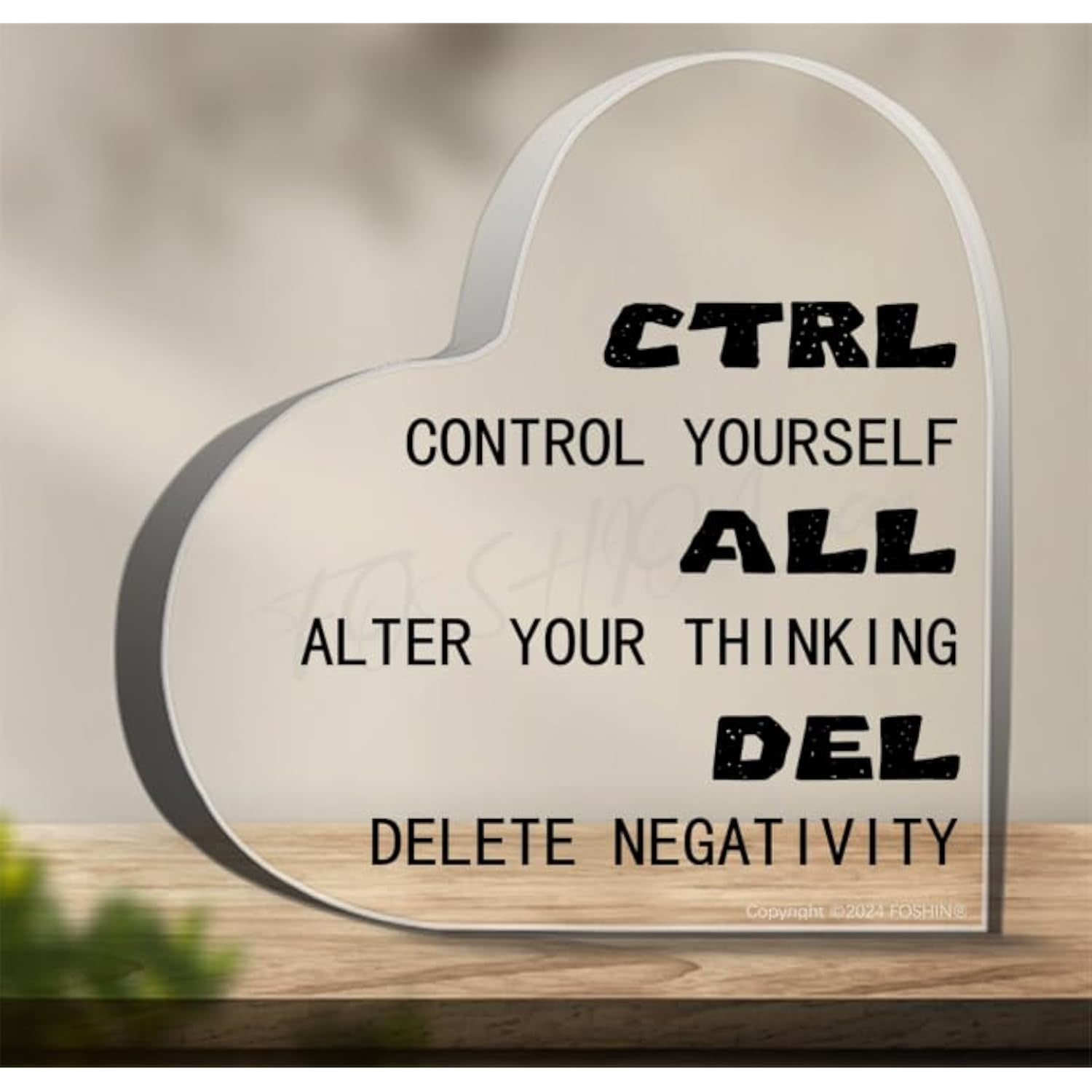 Acrylic Heart Plaque Ctrl Control Yourself All Alter Your Thinking Del ...