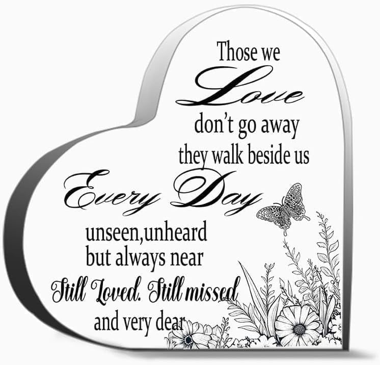 Acrylic Heart Plaque Sympathy Memorial Gift for Loss of Loved One Heart ...