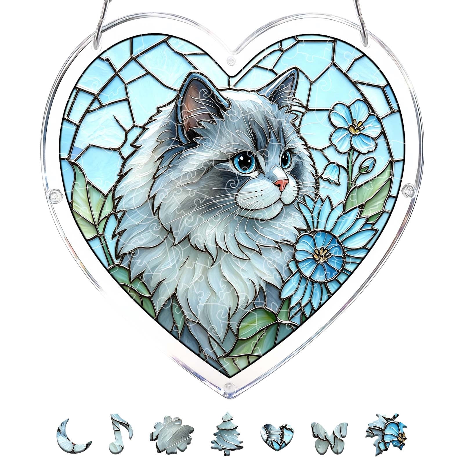 Acrylic Heart Puzzle Wind Chime 94-Piece Porch Garden Hanging Ornament ...