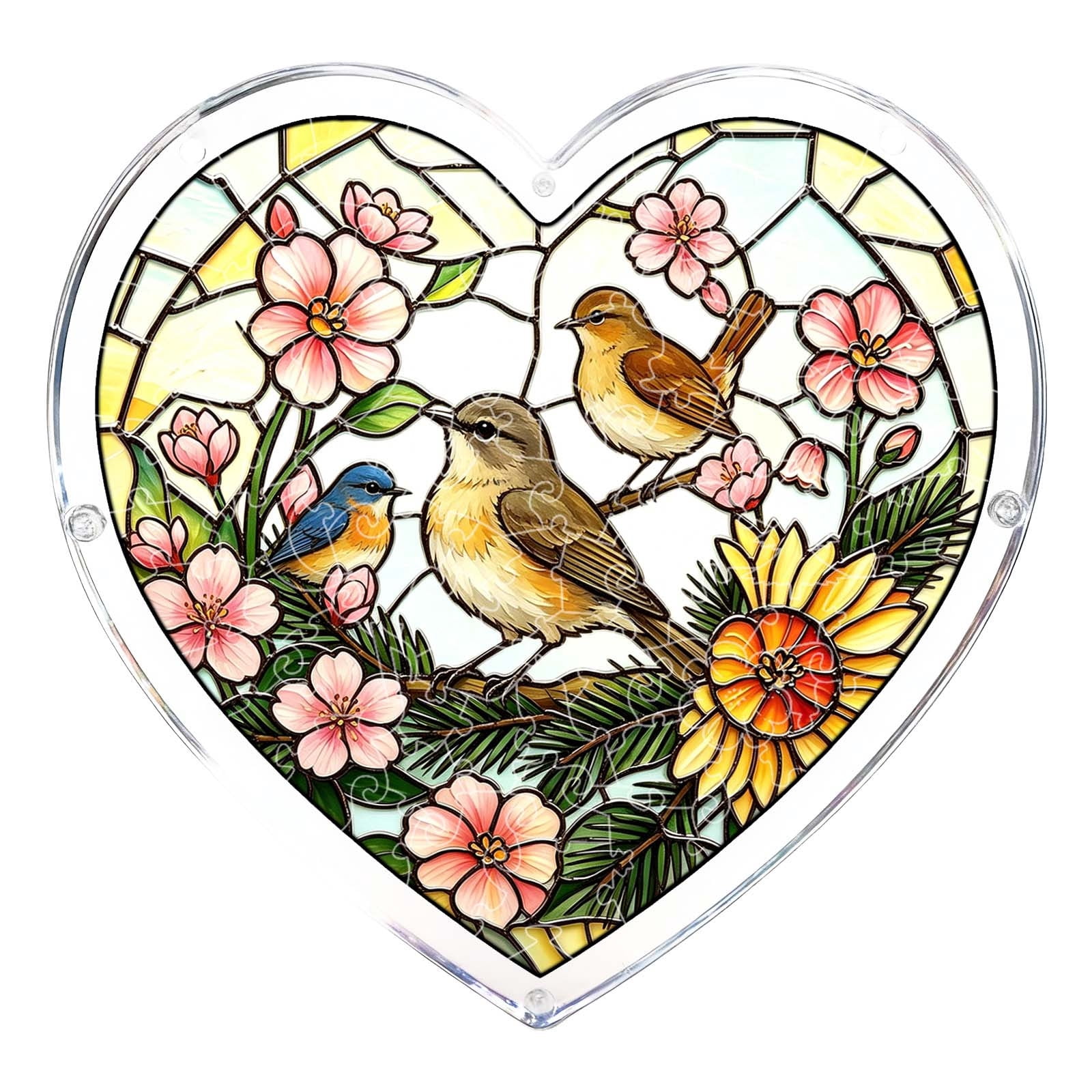 Acrylic Heart Puzzle Wind Chime 94 Piece Stained Glass Style Hanging ...