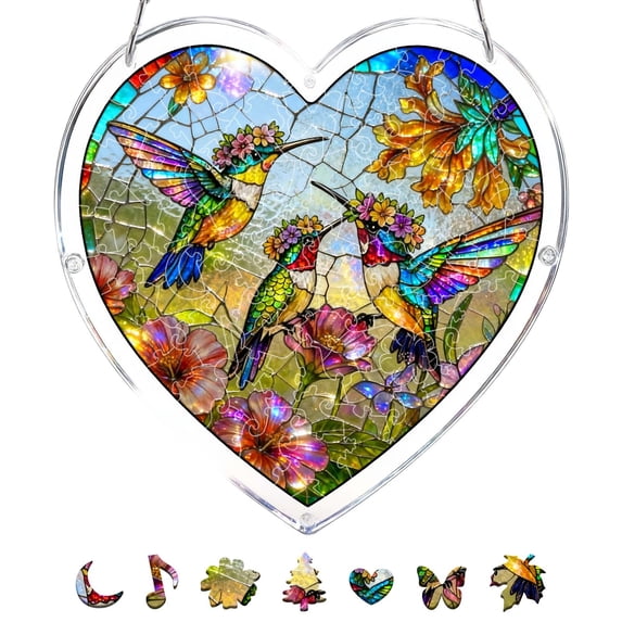 Acrylic Heart Puzzle Wind Chime Pendant, 94 Piece Hanging Puzzle Chime ...