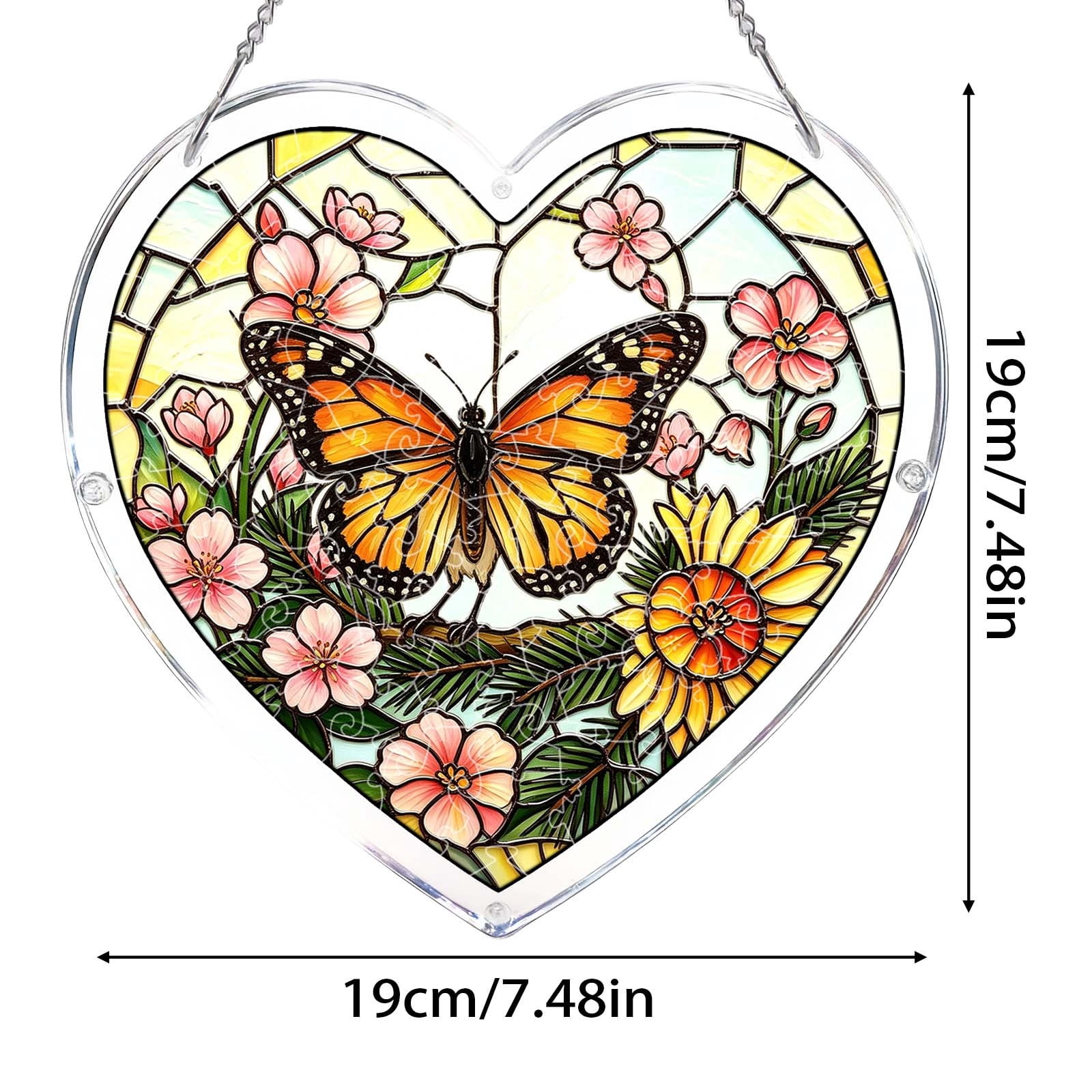 Acrylic Heart Puzzle Wind Chime Pendant 94 Pieces Transparent Porch ...