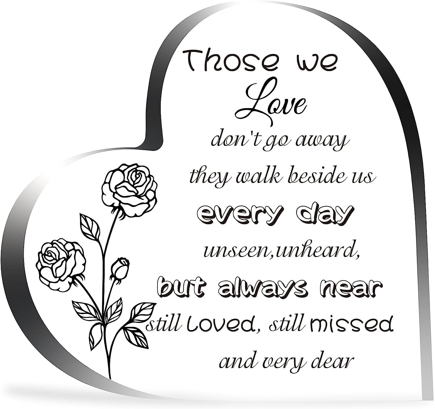 Acrylic Heart Rose Flowers Memorial Gift Sympathy Bereavement ...
