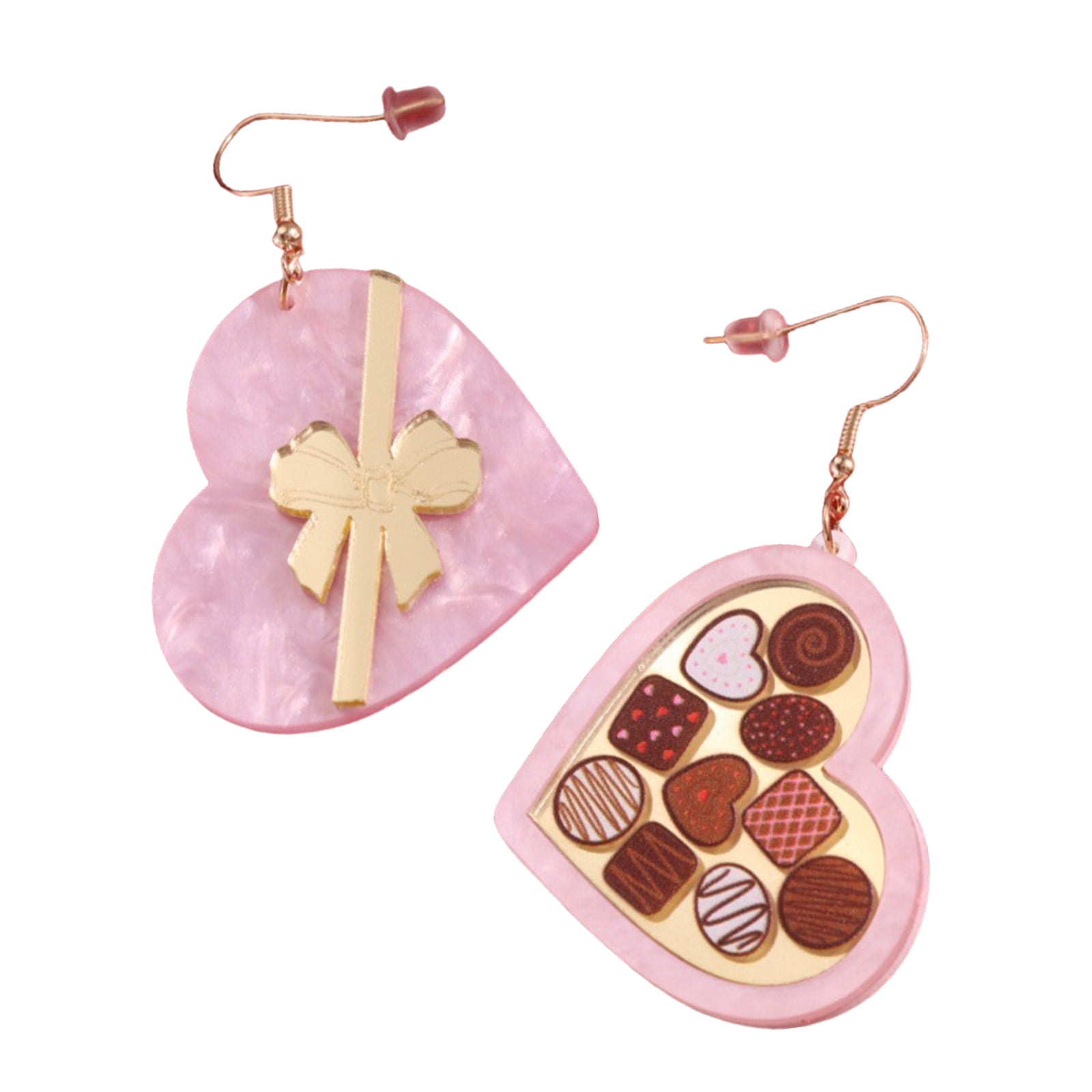 Acrylic Heart Shaped Drop Earrings Stylish Chocolate Gift Box with ...