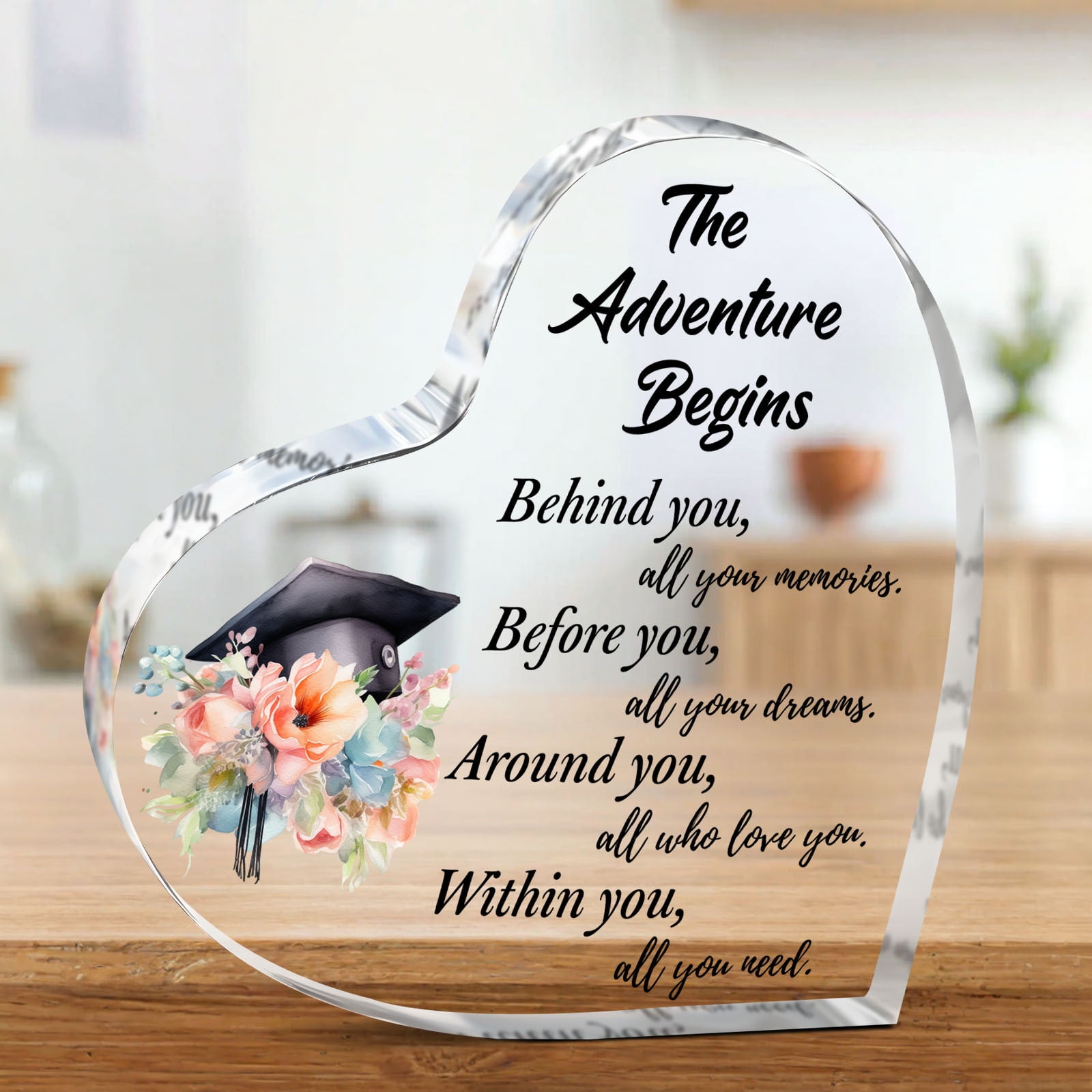 Acrylic Heart-Shaped Graduation Plaque Contemporary Style Tabletop ...