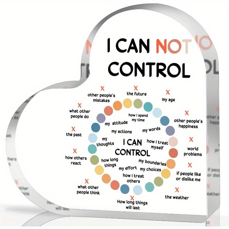 Acrylic Heart-Shaped "I Can Not Control" Sign Mental Health Therapy ...
