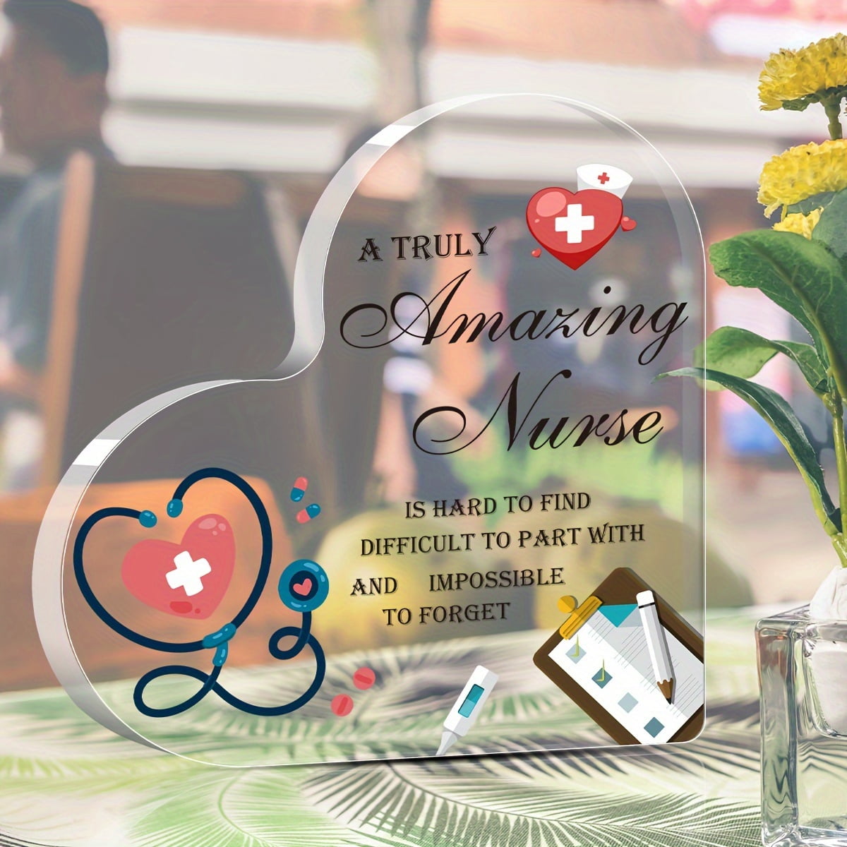 Acrylic Heart-Shaped Nurse Appreciation Plaque Transparent With ...