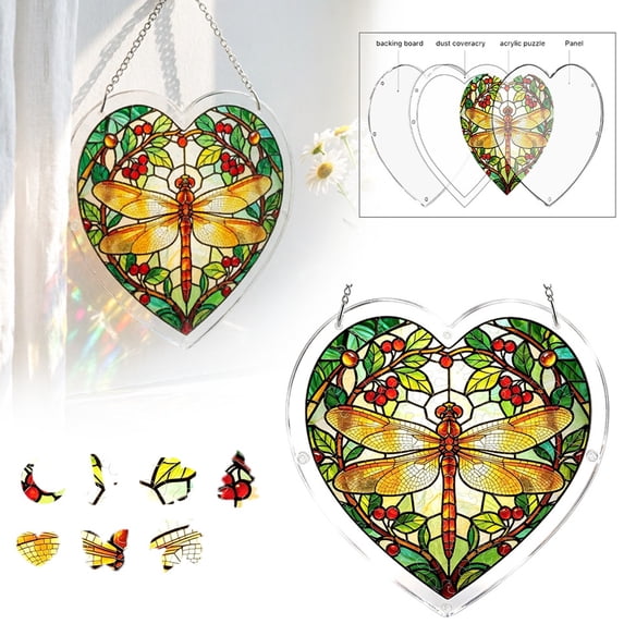 Acrylic Heart-Shaped Puzzle Wind Chime - 83-Piece Pendant, Transparent ...