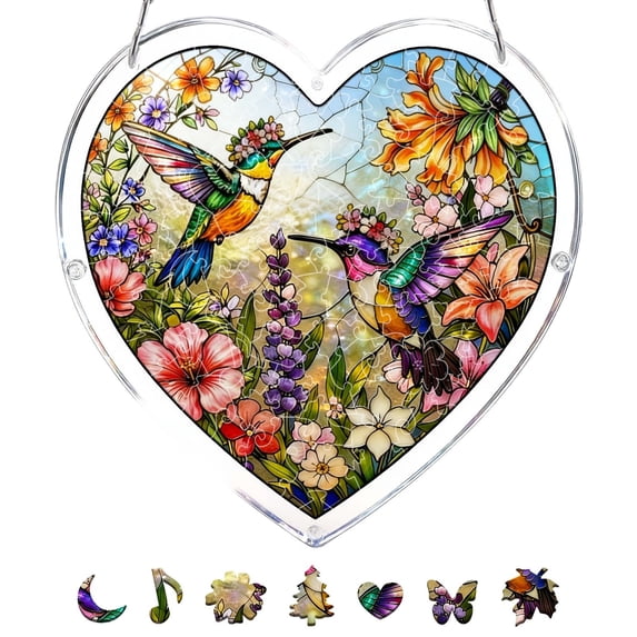 Acrylic Heart-Shaped Puzzle Wind Chime Pendant, 94-Piece Assembly ...