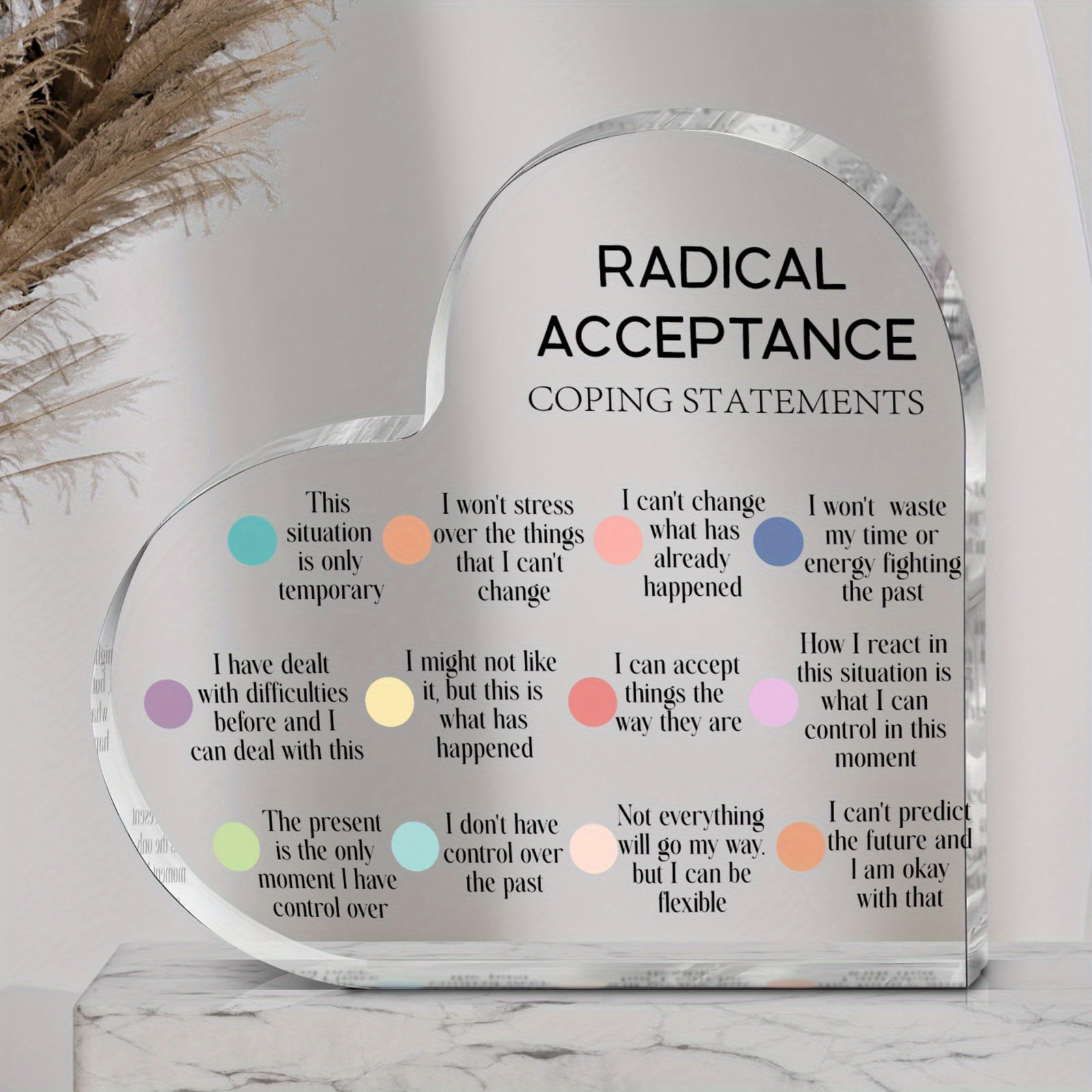 Acrylic Heart-Shaped RADICAL ACCEPTANCE COPING STATEMENTS Sign ...