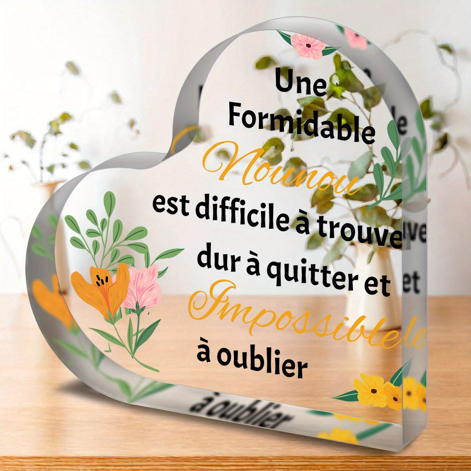 Acrylic Heart-Shaped Sign, Nanny Appreciation Decor, Transverse ...