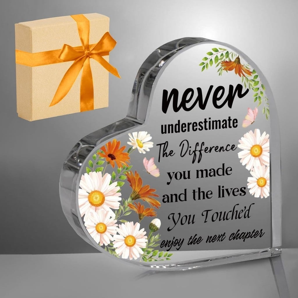 Acrylic Heart-Shaped True Friends Keepsake Rose-Adorned Sentimental ...