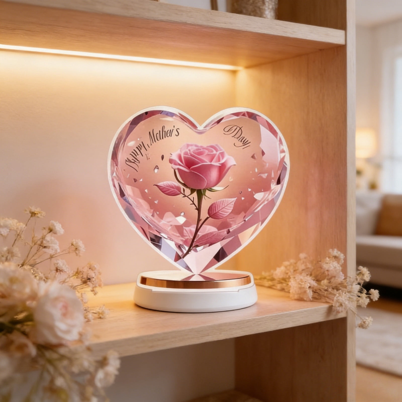 Acrylic Heart Sign 2D Flat Standing Insert Plastic Table Card Love ...