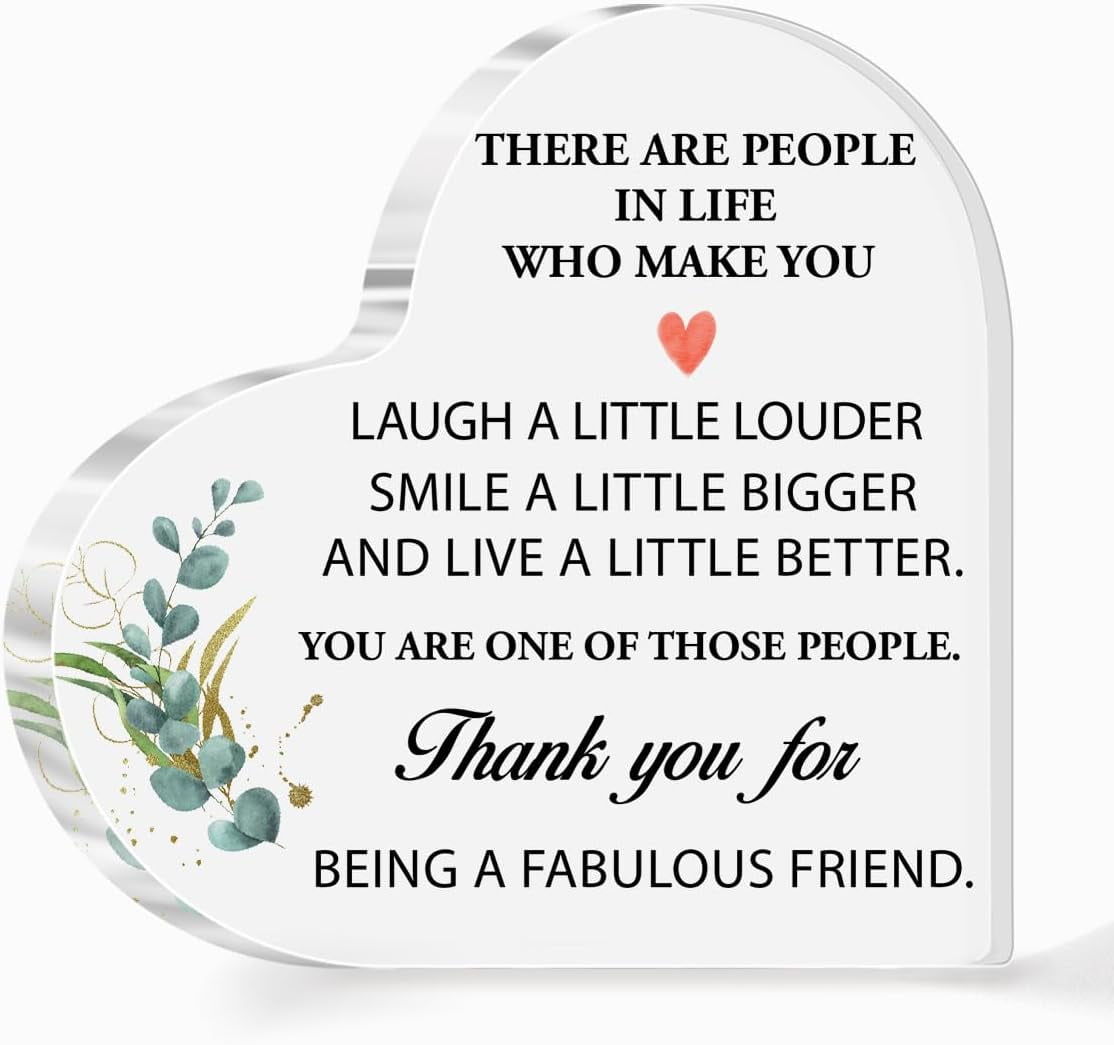Acrylic Heart Sign Friendship Gift for Woman Bestie Coworker Birthday ...