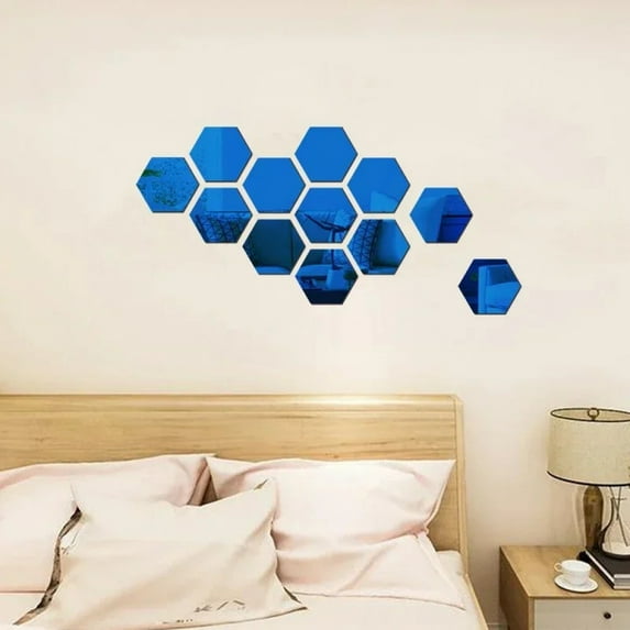 Acrylic Hexagon Mirror Wall Stickers Self Adhesive Removable Livingroom ...