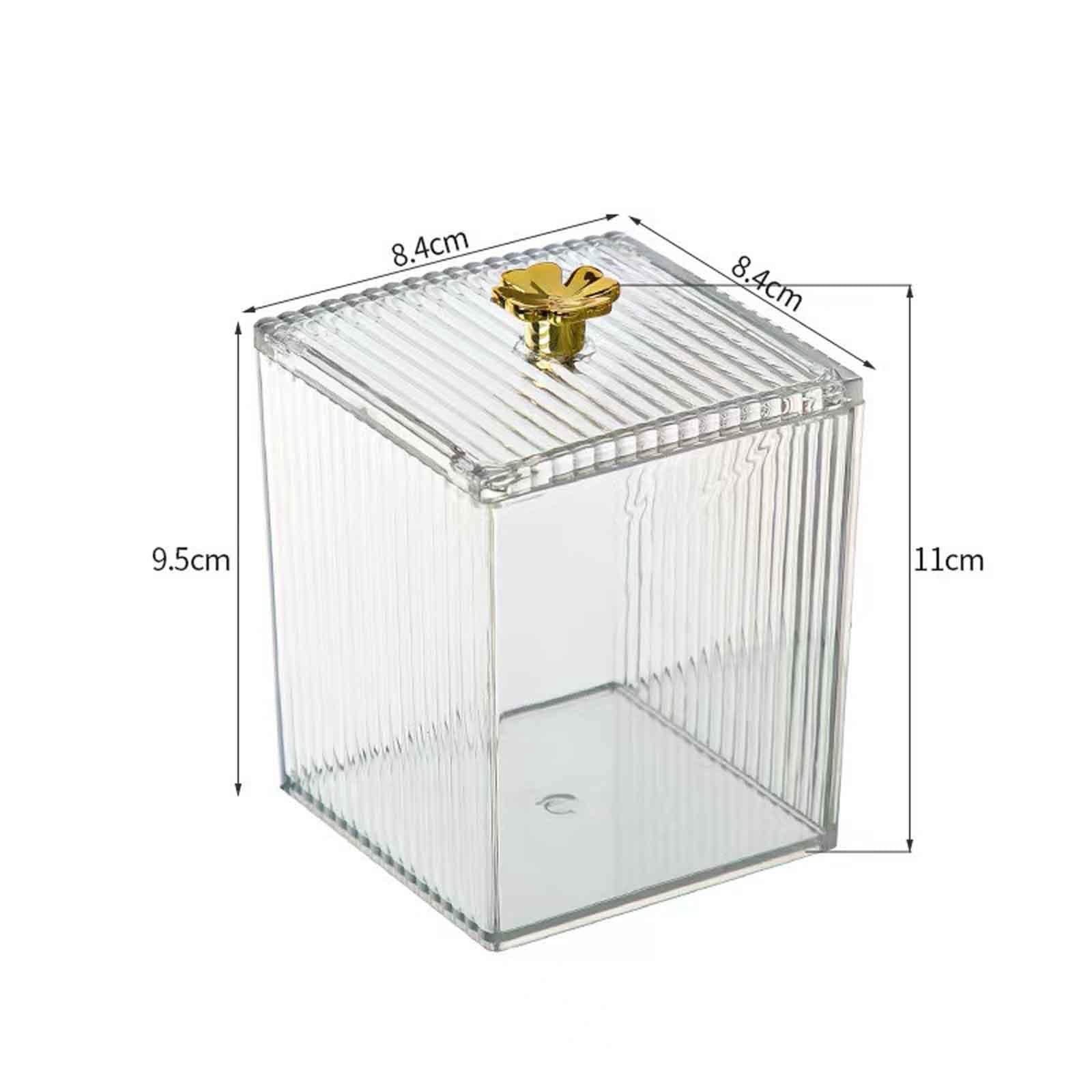 Acrylic Holder with Lid, Clear Cotton Swab Storage Organizer, Elegant ...