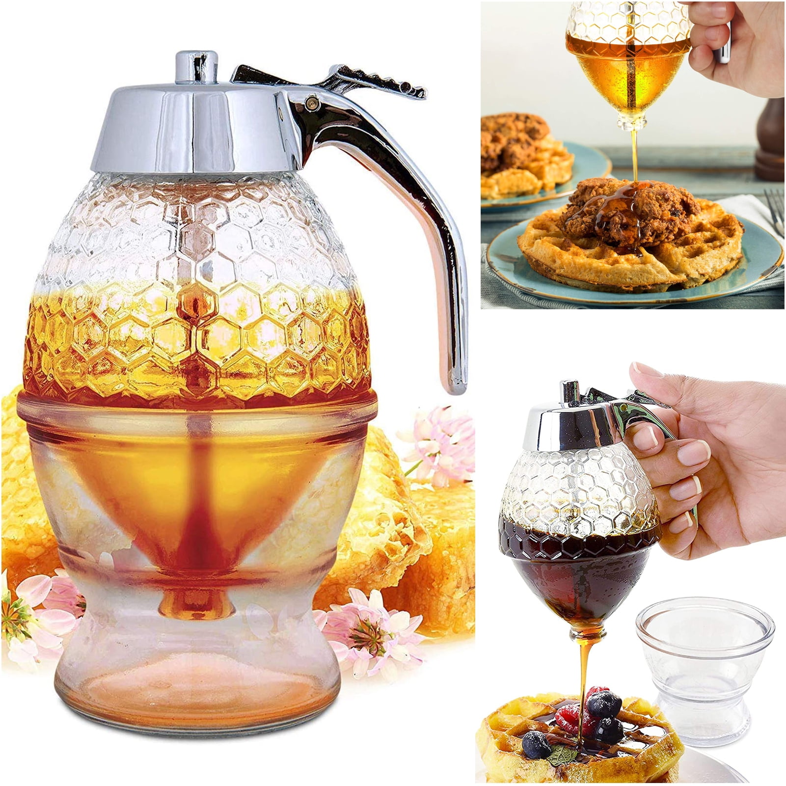 Acrylic Honey Dispenser with Stand Honey Container, Syrup and Sugar Jar ...