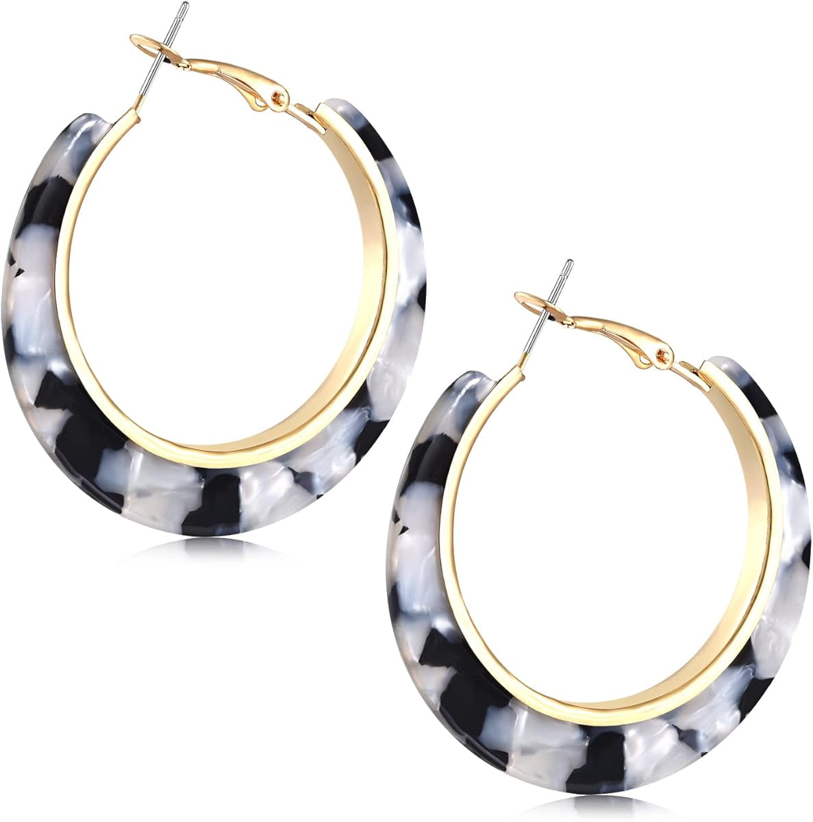 Acrylic Hoop Earrings for Women Resin Floral Earring Spring Summer ...