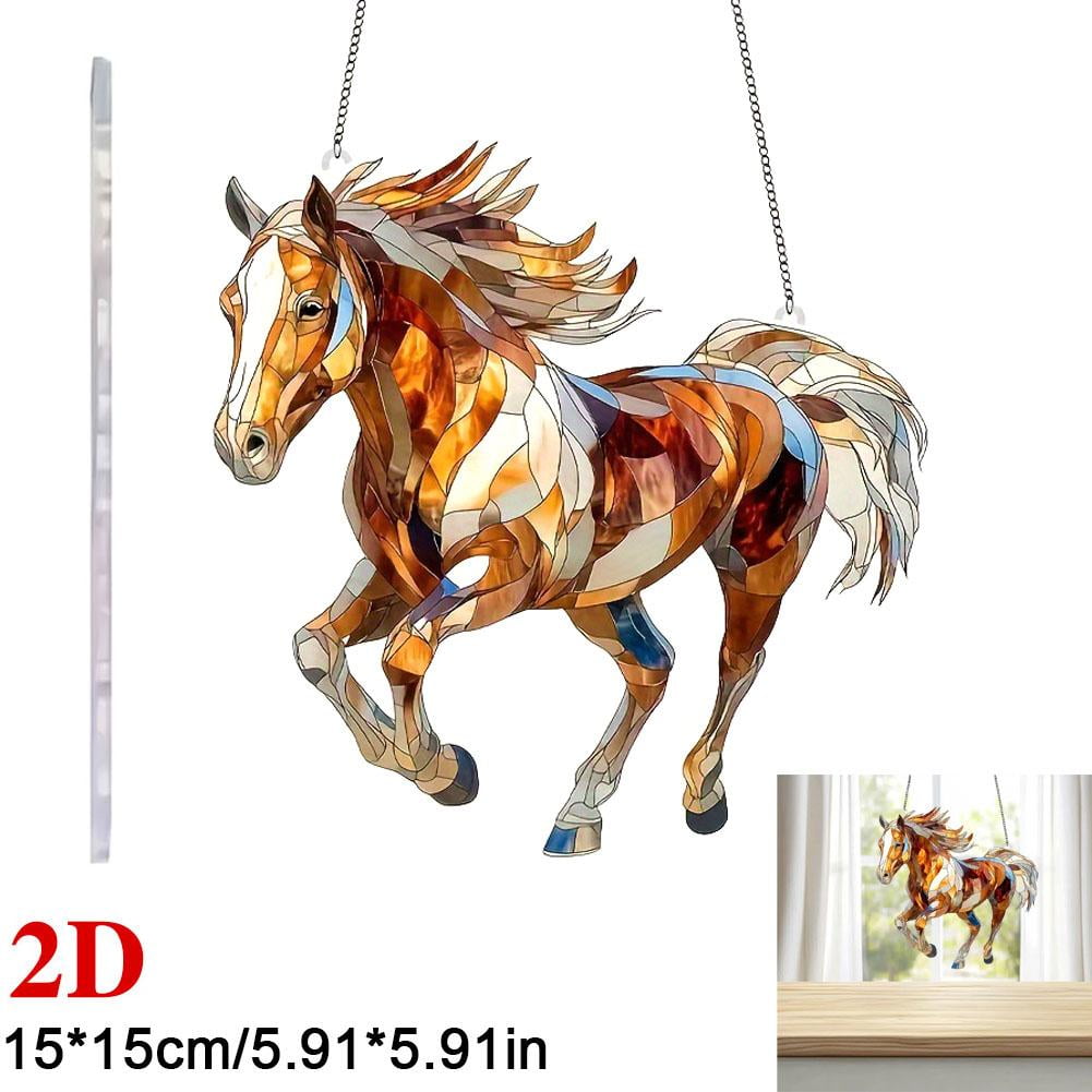 Pekkaxy Acrylic Horse Sun Catcher, 6x6 Inch, Creates Dazzling Light ...