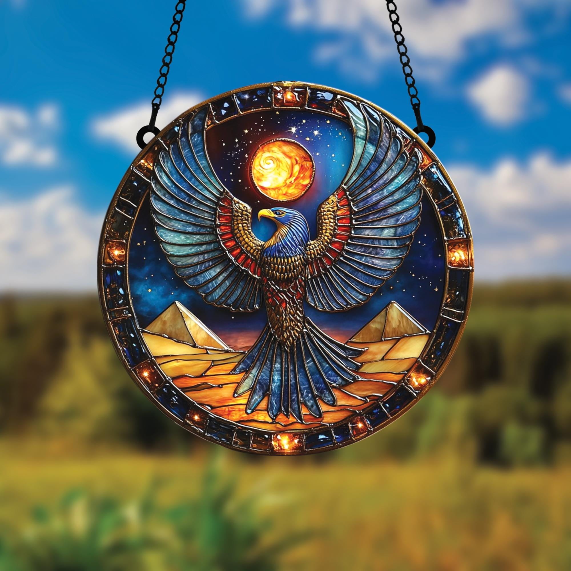 Acrylic Horus Bird Suncatcher fullxfull Egyptian Falcon God with Sun ...