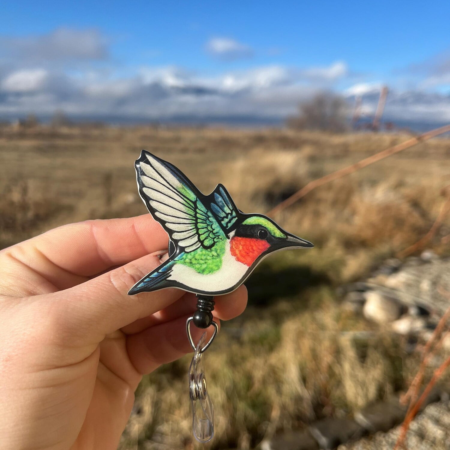 Acrylic Hummingbird Badge Reel ID holder: Gift for Bird Lovers, nurses ...