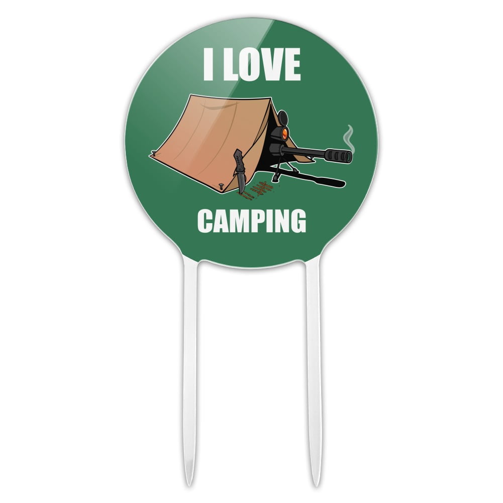 Acrylic I Love Camping Sniper Shooting Gaming Gamer Cake Topper Party ...