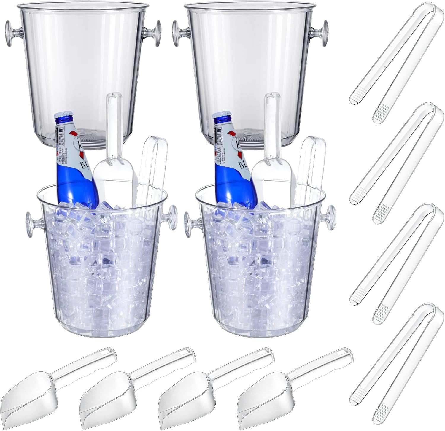 Acrylic Ice Buckets for Parties 3.5 L Plastic Clear Wine Bucket with ...