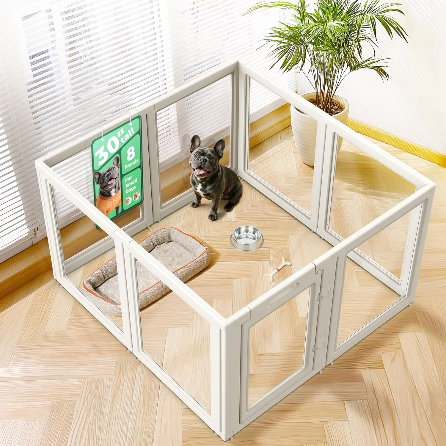 Acrylic Indoor Dog Playpen for Puppies and Small Dogs Panels - Walmart.com