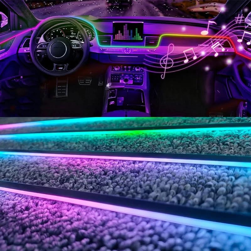 Acrylic Interior Car LED Strip Light APP Control, RGB Symphony Color 6 ...