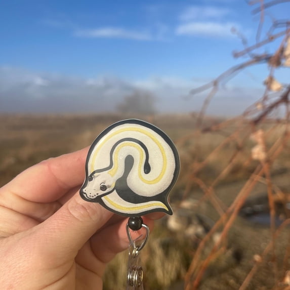 Acrylic Ivory Ball Python Badge Reel ID holder: Gift for Snake Lovers ...