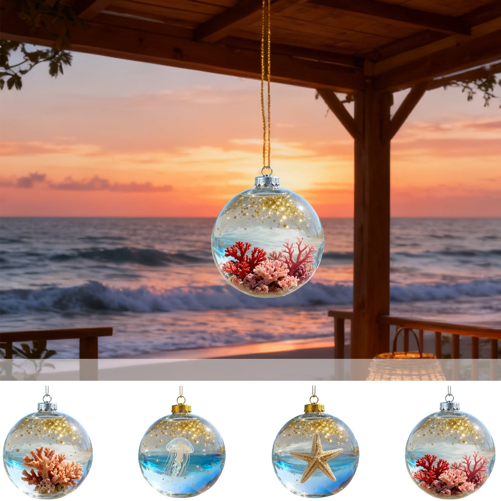 Acrylic Jellyfish Sea Star Coral 2D Flat Pendant • Multicolor Home ...