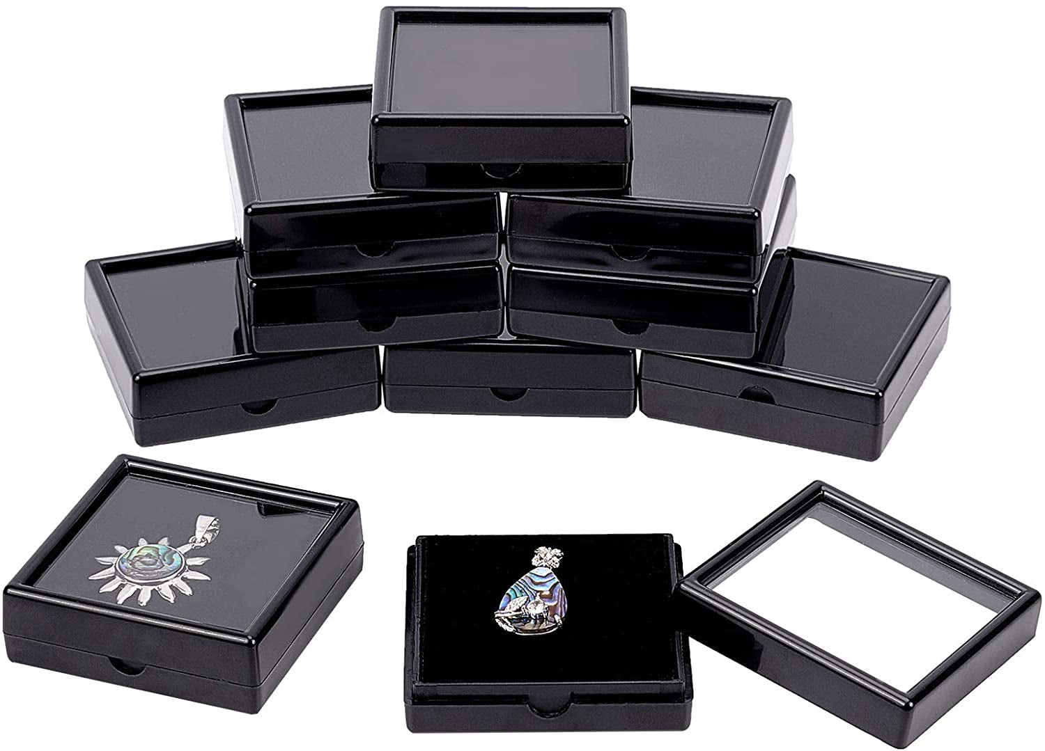 Acrylic Jewelry Box Visual Box Square Black 61x61x20mm Ratent: 51x51mm ...