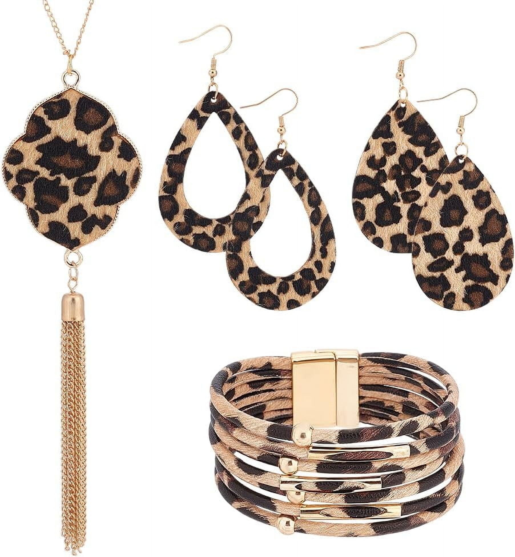 Acrylic Jewelry Set Plam Leaf Pendant Necklace Boho Resin Stud Earrings ...